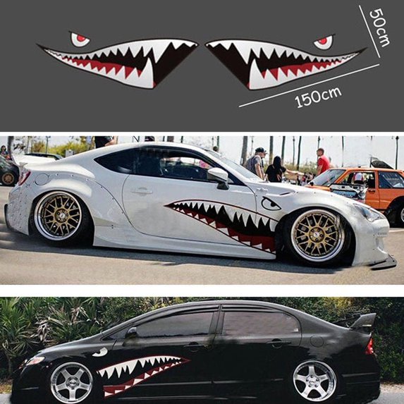 DIY Shark Mouth Tooth Teeth Graphics PVC Car Sticker Decal for Car ...
