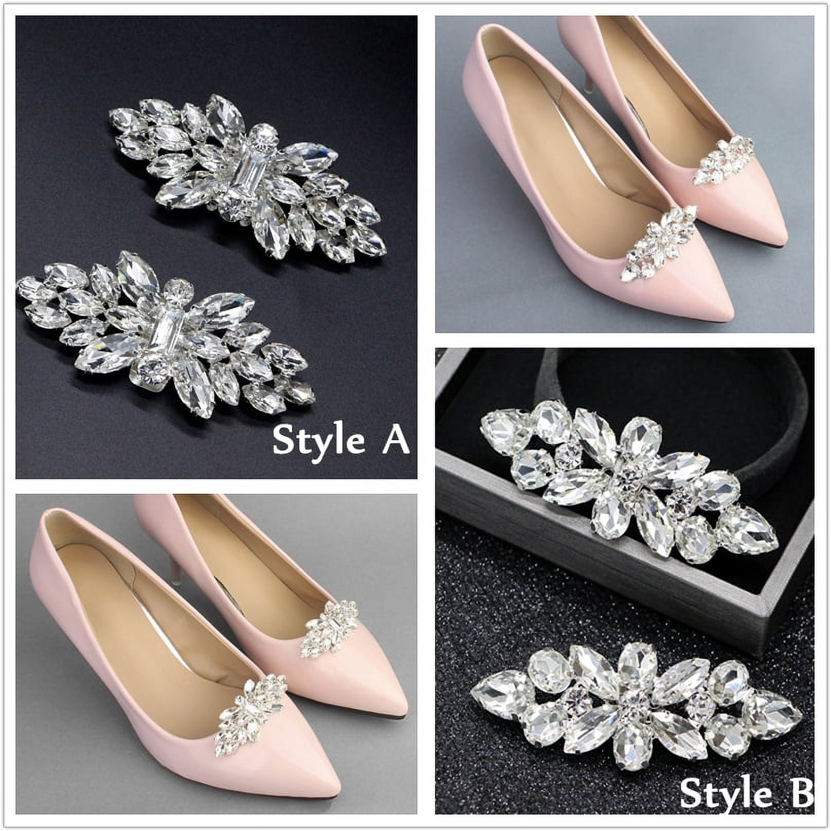 DIY Shoe Clips Silver Shoe Buckle Rhinestone Accessories Crystal Shoe ...