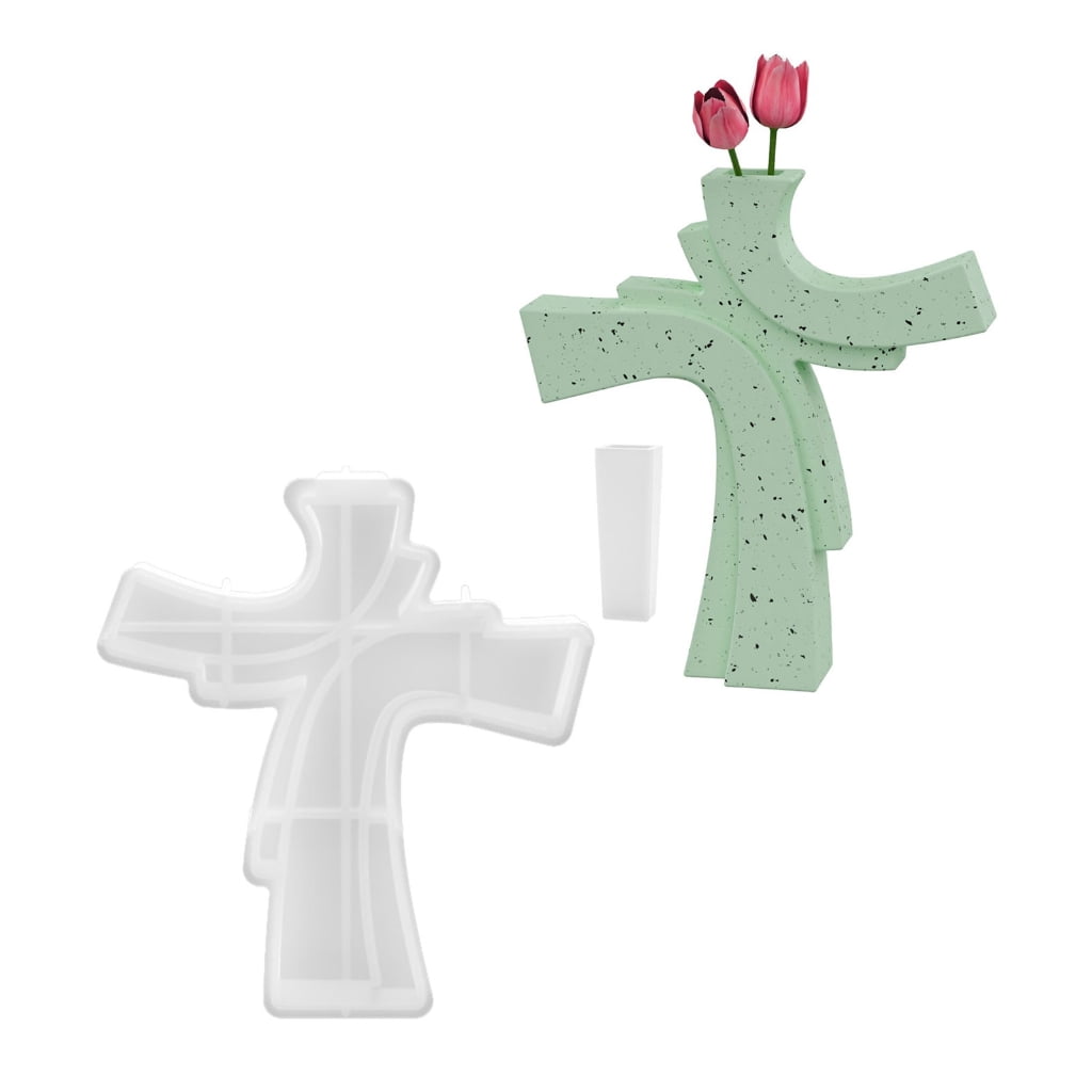 DIY Silicone Crucifix Mold For Resin Flower Vase Cement Gypsum Crafts ...