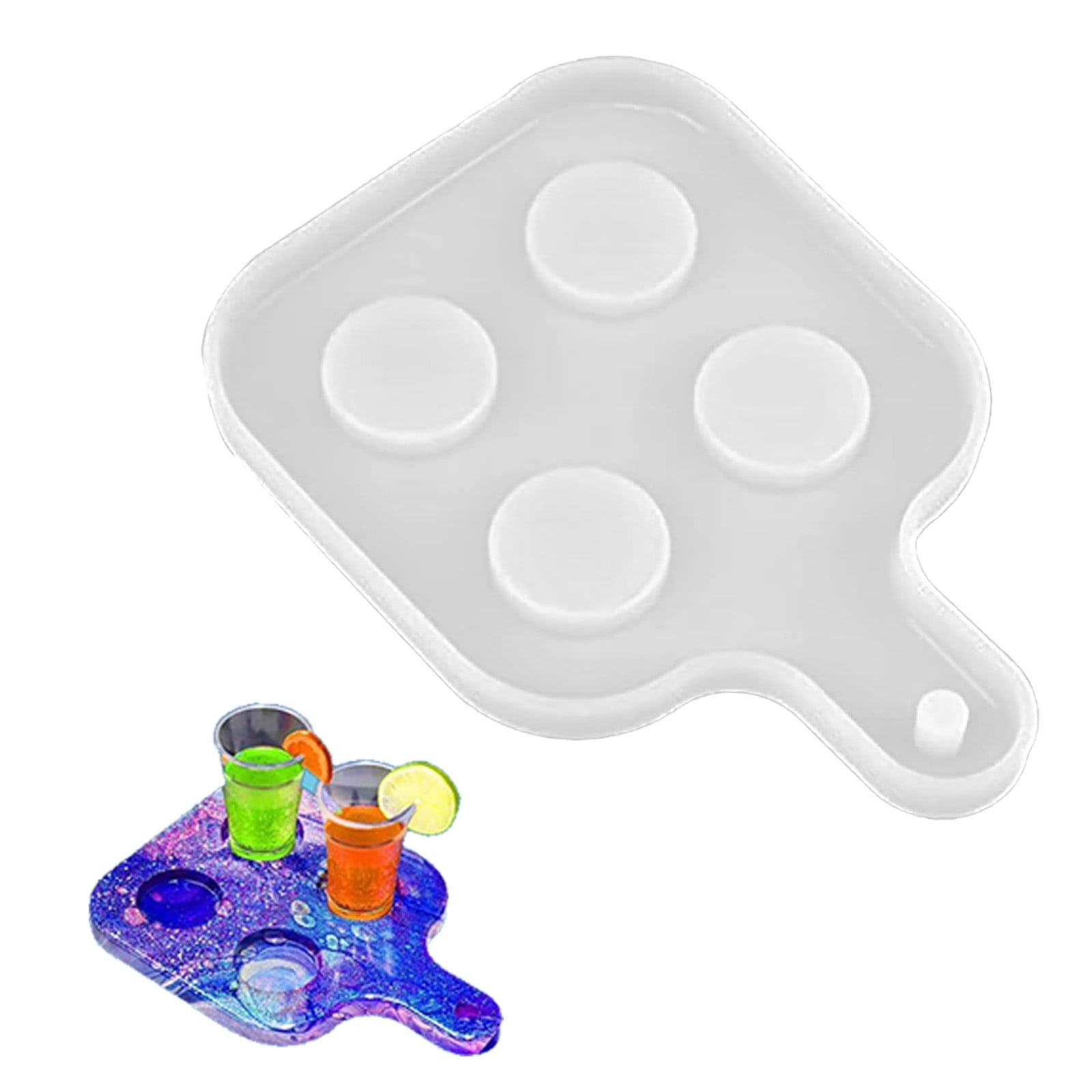 DIY Silicone Mould,Serving Tray Shot Glass Holder For Resin 4 Holes ...