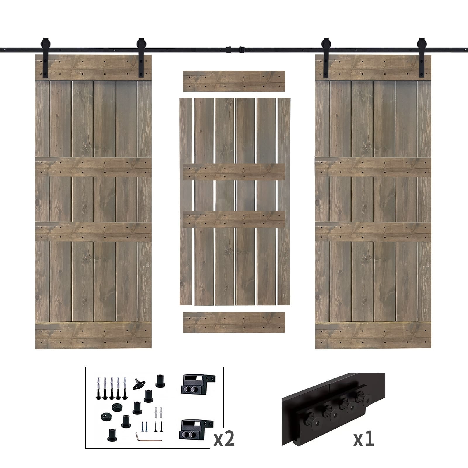Nauxus DIY Sliding Barn Wood Door with Hardware Kit Included, Pre ...