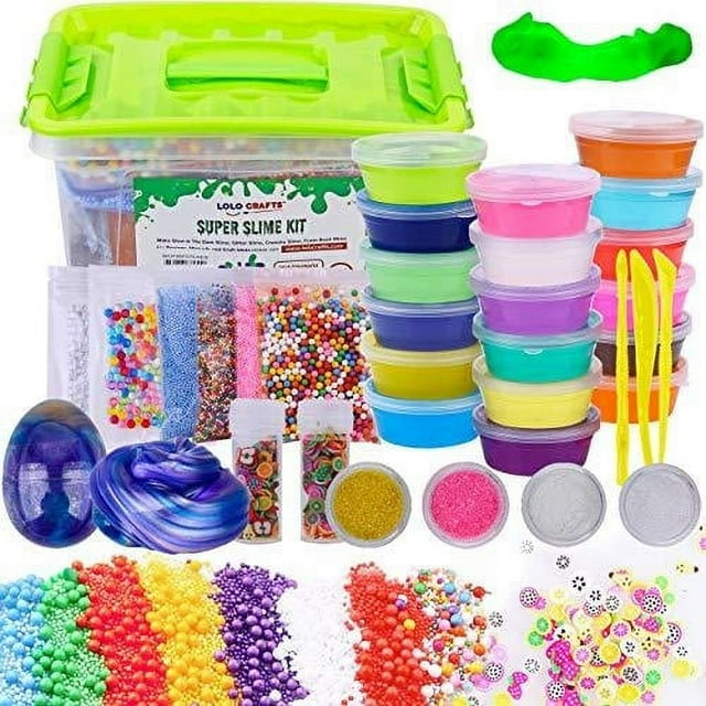 DIY Slime Kit for Kids - Includes Big Box, Glow Powder, Fluffy & Clear ...