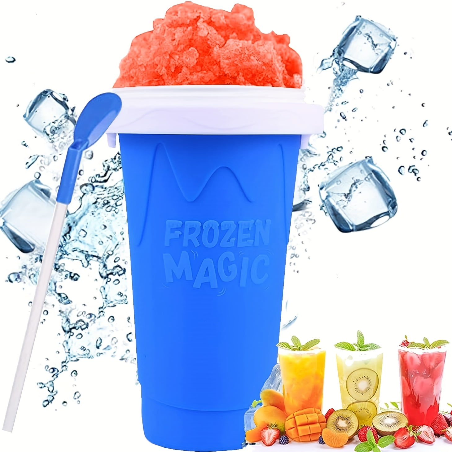 DIY Slushy Maker Cup Double Layers Silica, Smoothie Pinch Ice, Frozen ...