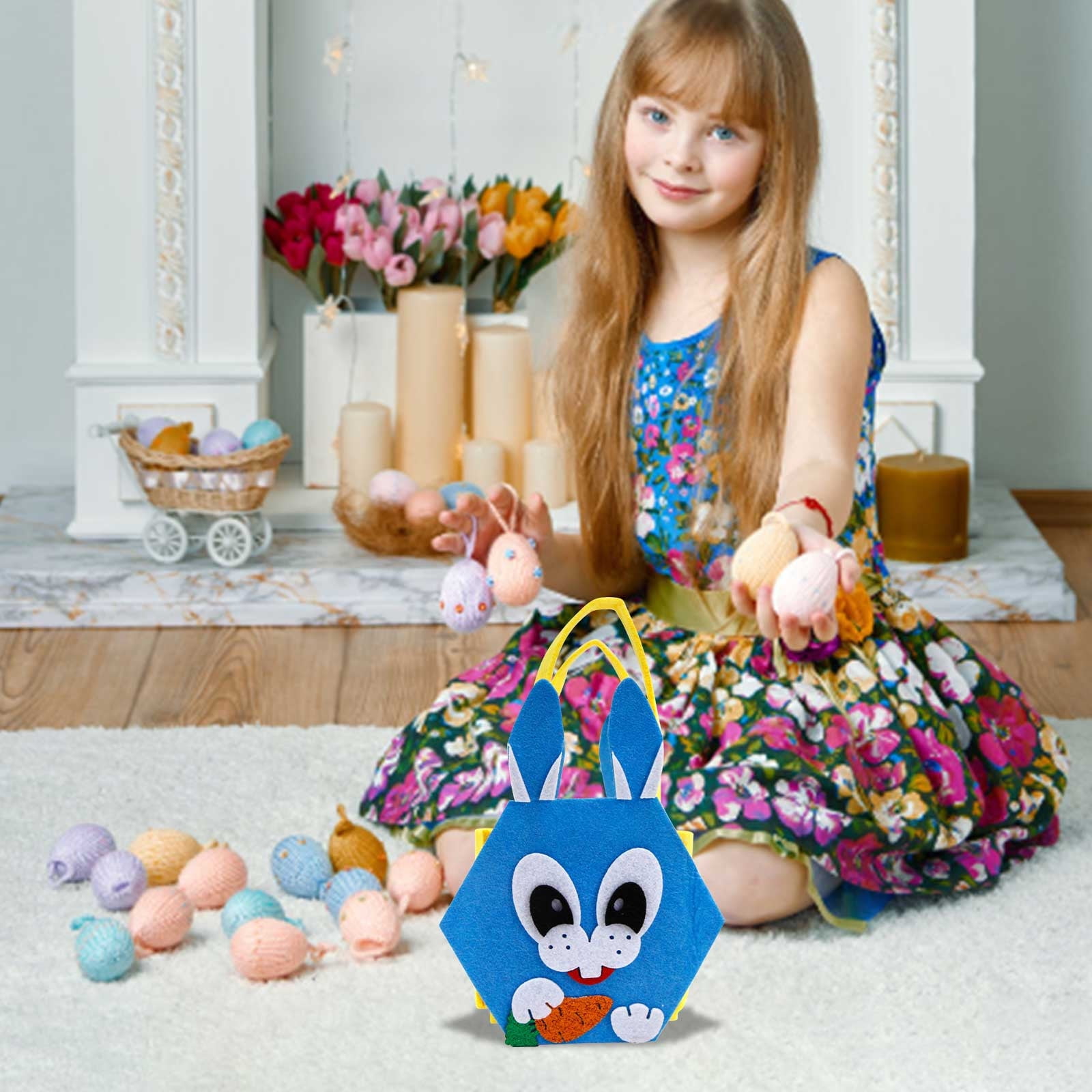 DIY Small Easter Baskets for Kids 8.3 Inch Easter Bunny Gift Bag Bunny ...