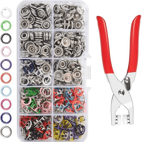 DIY Snap Fastener Set with Pliers - 100 Snaps in 10 Colors for Shirts, Bags & Crafts - Walmart.com