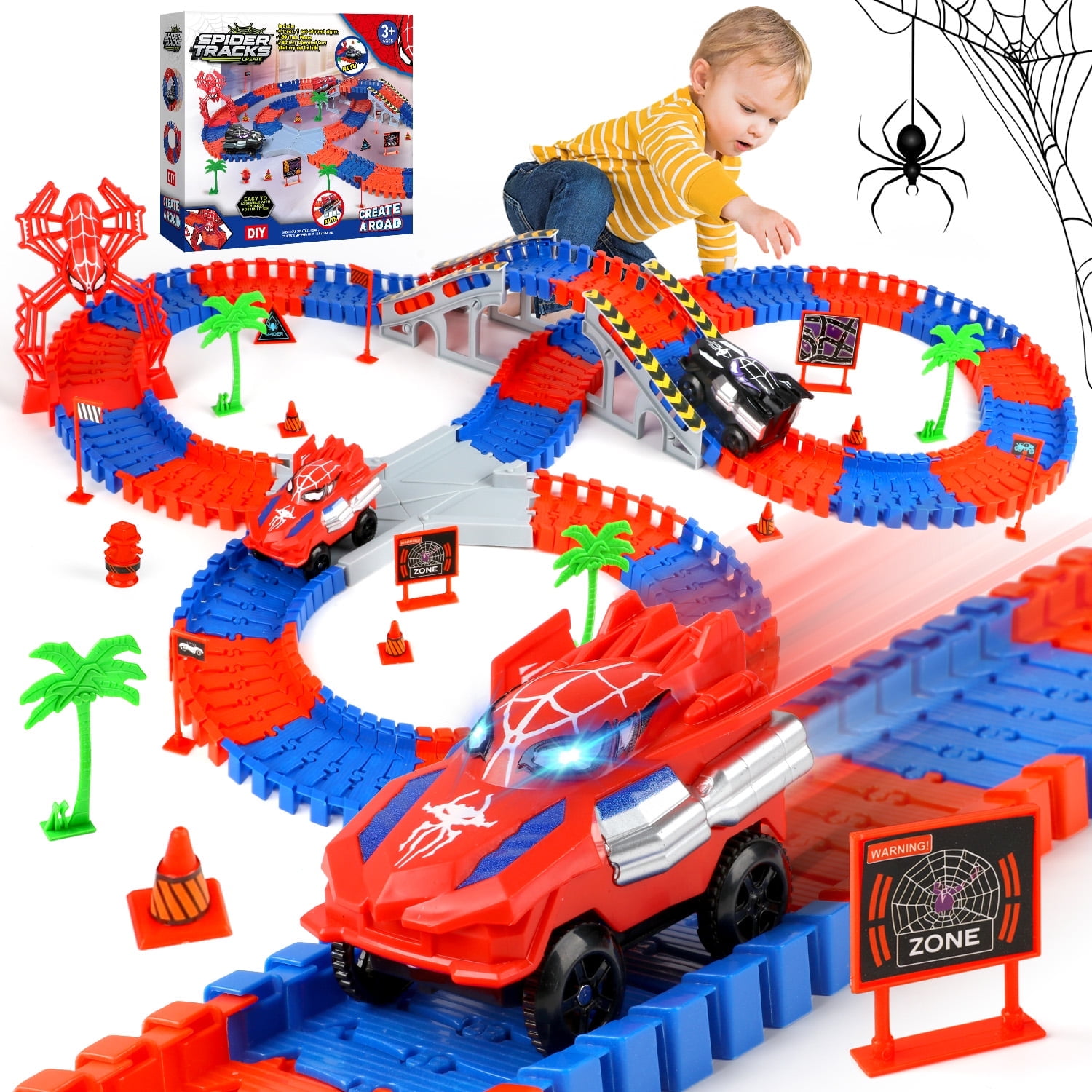 Flooyes DIY Construction Spider Track Car, Truck Toy For Kid 3 4 5 6 ...