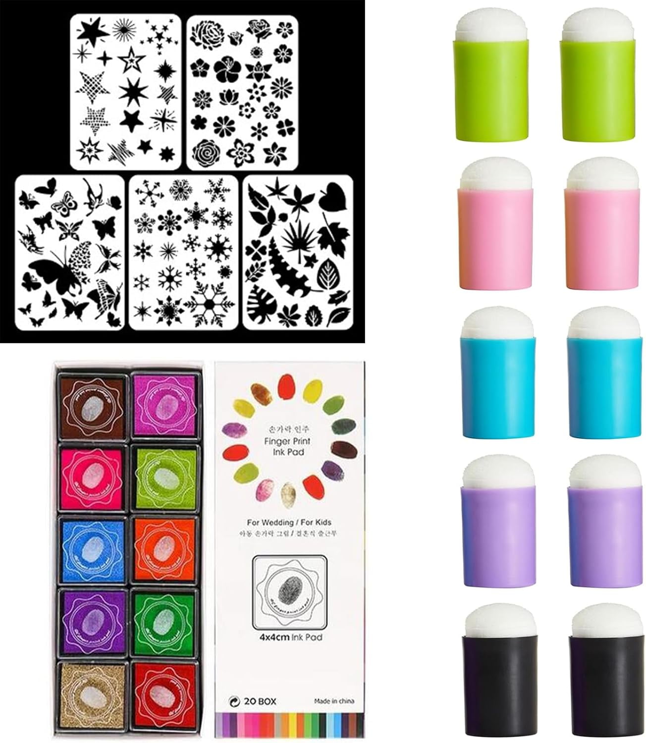 DIY Sponge Finger Painting Set, Finger Daubers Kit with 20 Colors ...