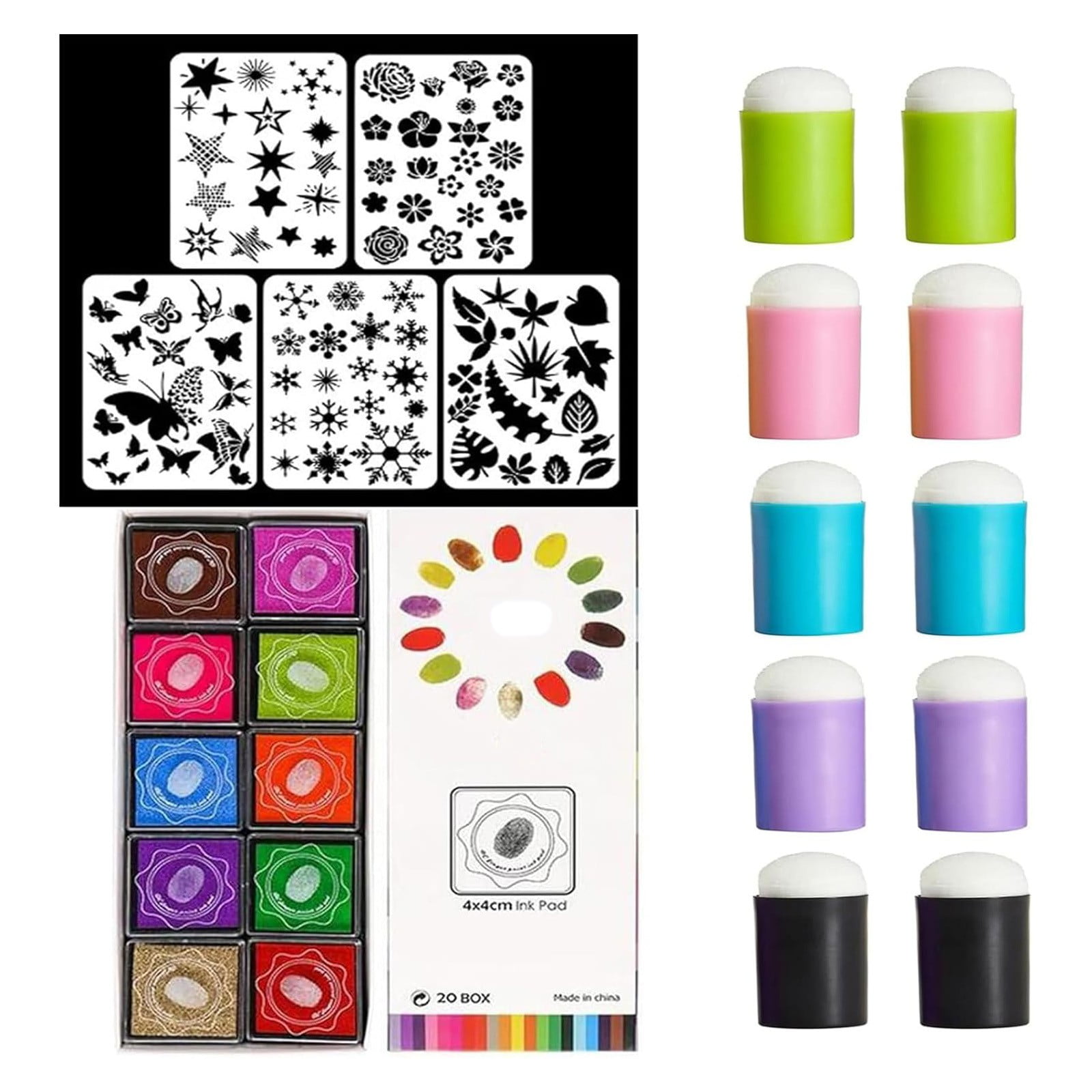 DIY Sponge Finger Painting Set with Inkpad Stencils and Craft Drawing ...