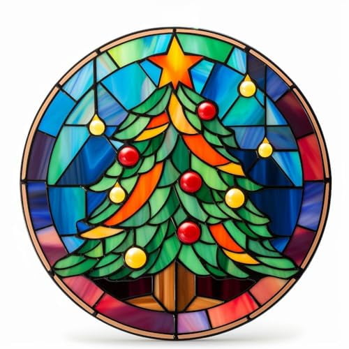 DIY Stamped Cross Stitch Kits Stained Glass Christmas Tree for ...