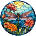 DIY Stamped Cross Stitch Kits Stained Glass Dragonfly and Flowers for ...