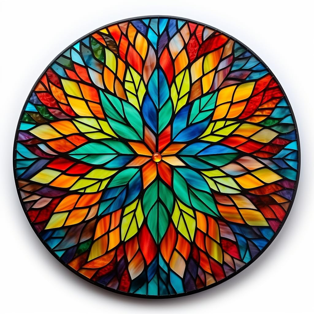 DIY Stamped Cross Stitch Kits Stained Glass Mandala Flower for ...