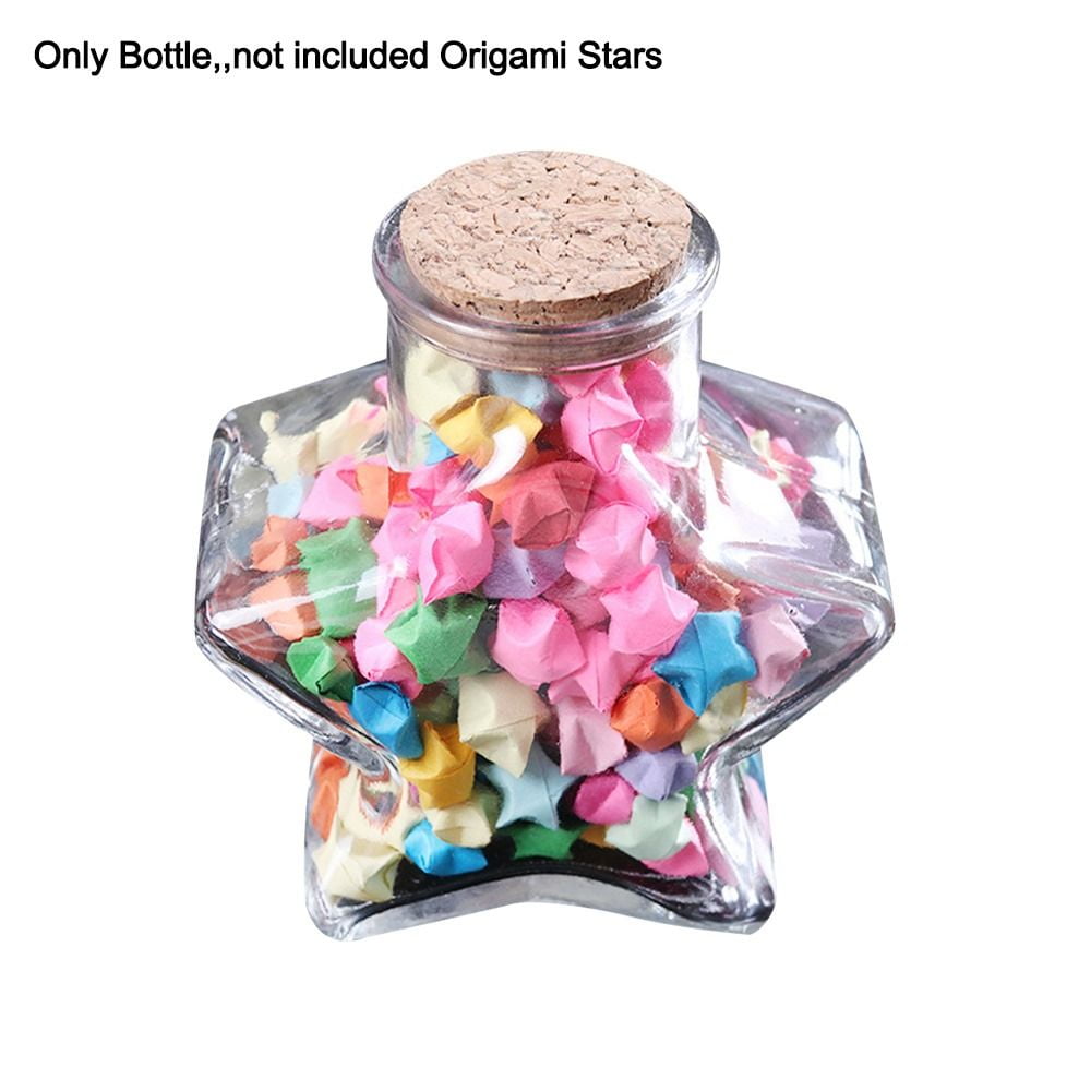 DIY Stars Shape Craft Clear Pentagram Storage Bottle Glass Jars Origami ...