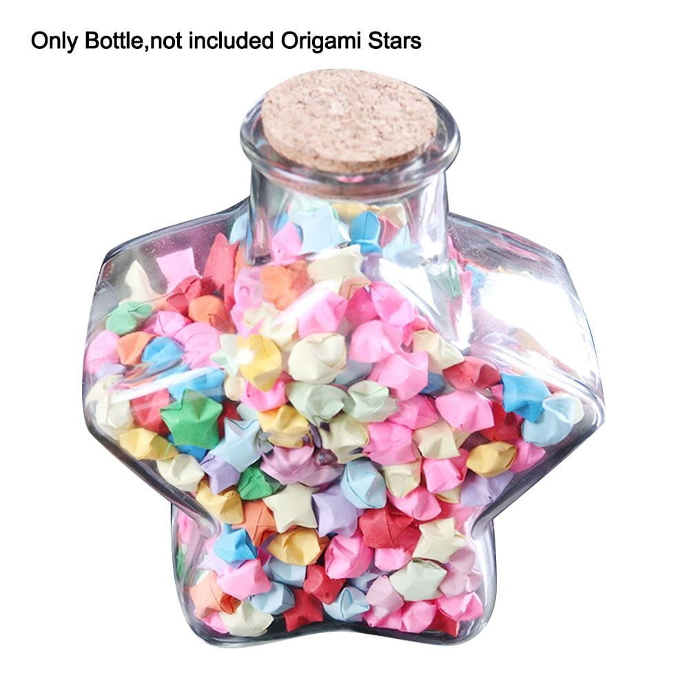 DIY Stars Shape Craft Clear Pentagram Storage Bottle Glass Jars Origami ...
