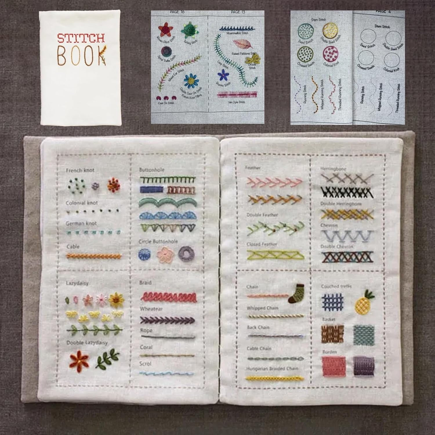 DIY Stitch Book, Embroidery Books of Stitches, Embroidery Stitch Book ...