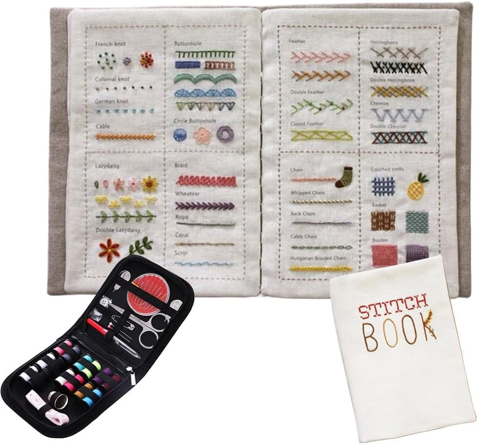 DIY Stitch Book,Embroidery Stitches Book with Travel Sewing Kit ...