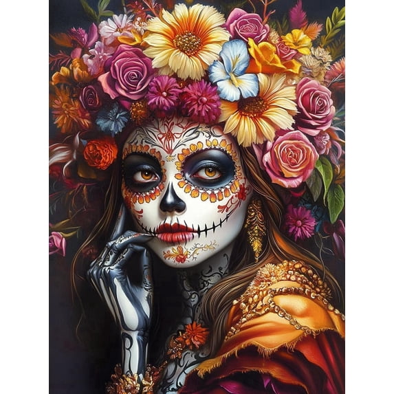 DIY Sugar Skull Women Diamond Painting 12x16 Inch, Full Round Drill ...