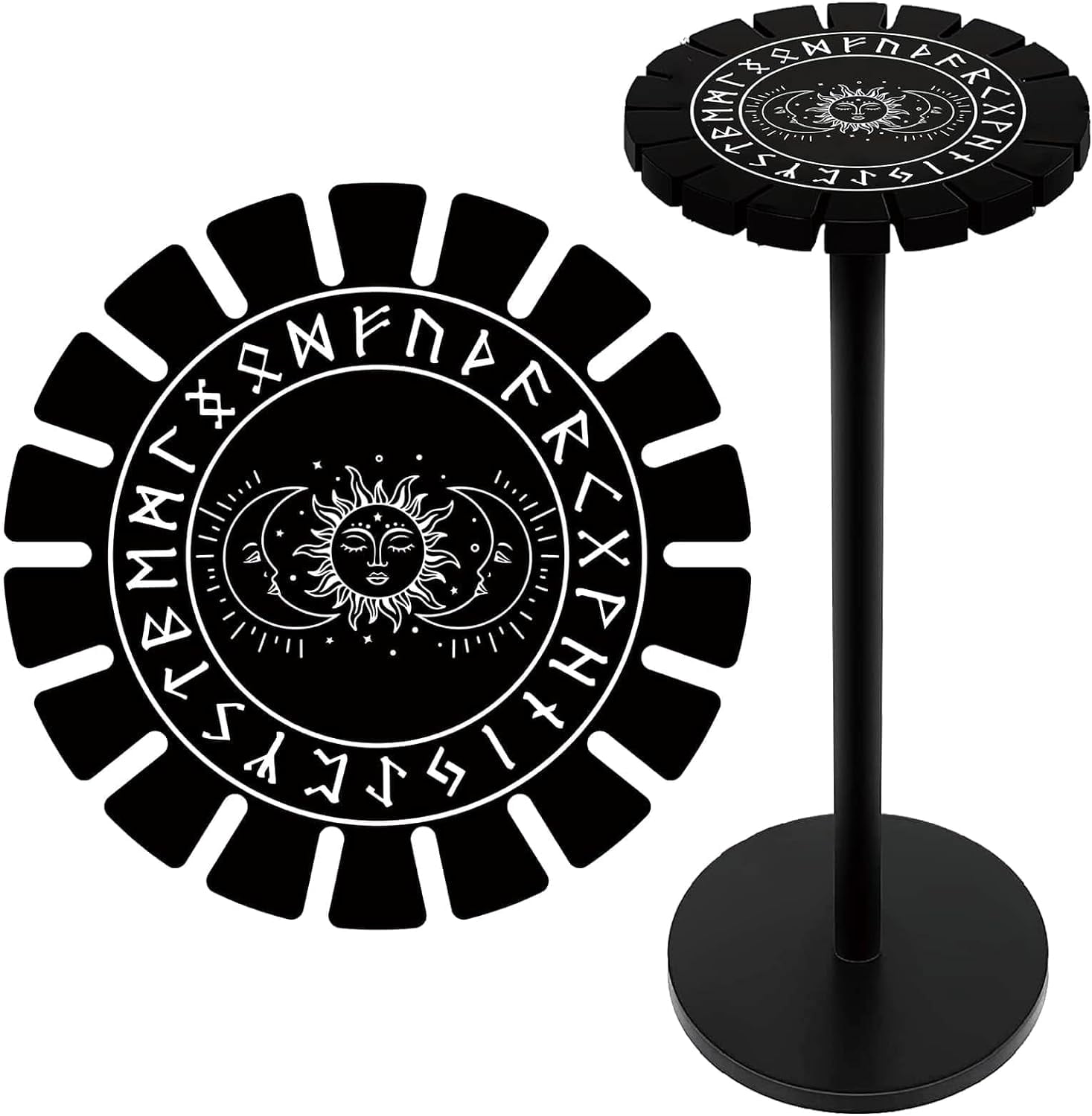 DIY Sun Moon Pendulum Crystal Holder Divination Dowsing Wheel Black ...