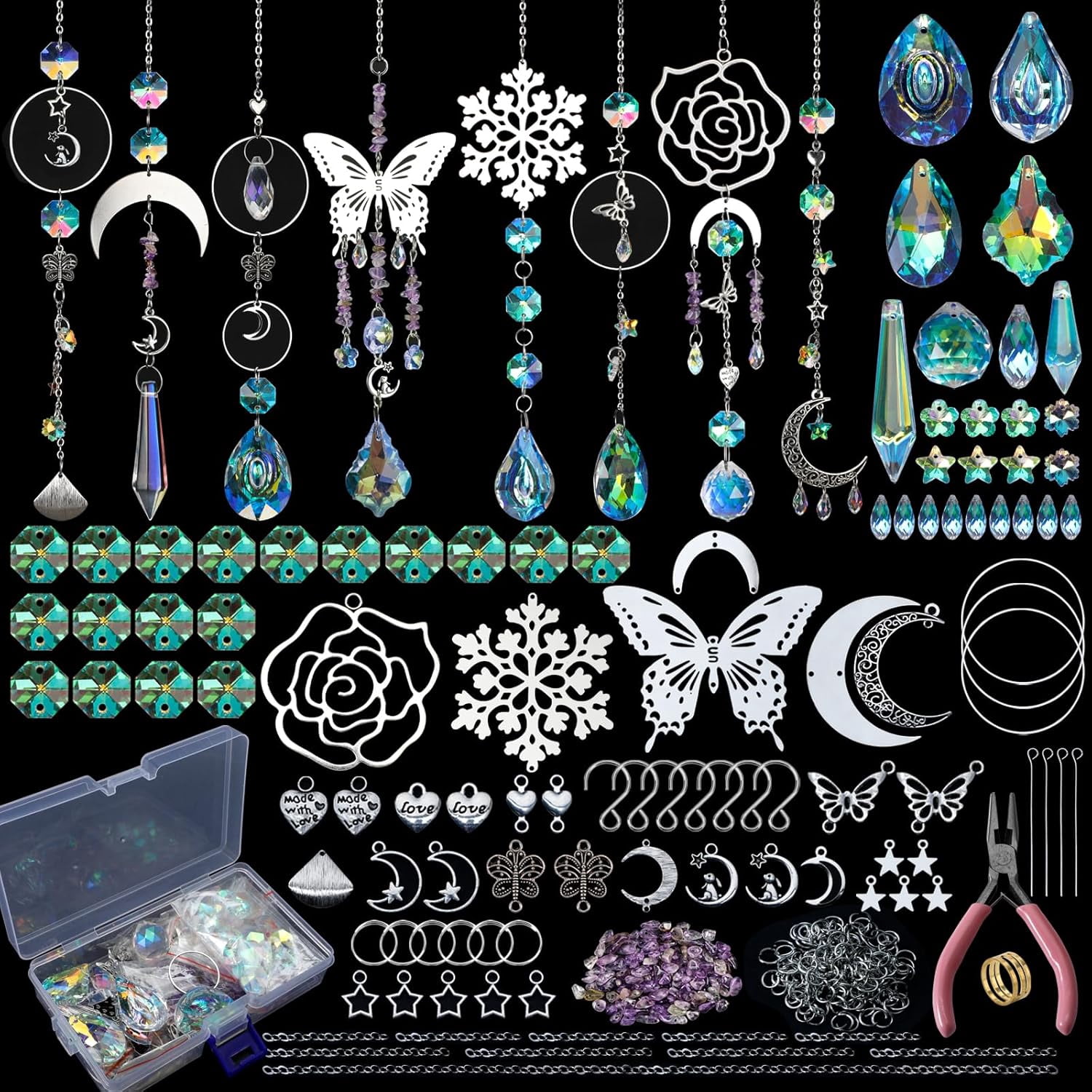DIY Suncatchers, 400pcs Sun Catchers Making Supplies Kit Art and Crafts ...
