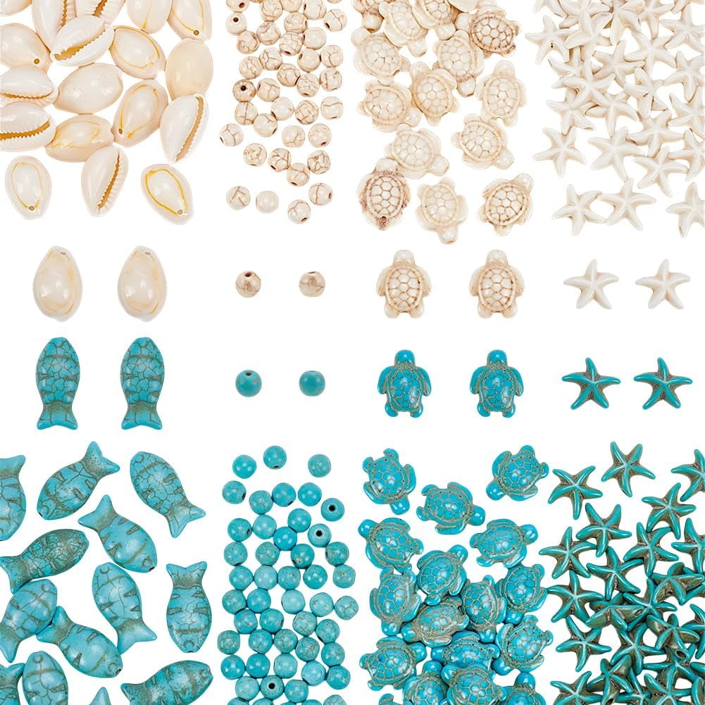 DIY Synthetic Turquoise & Natural Cowrie Shell Beads Jewelry Making ...
