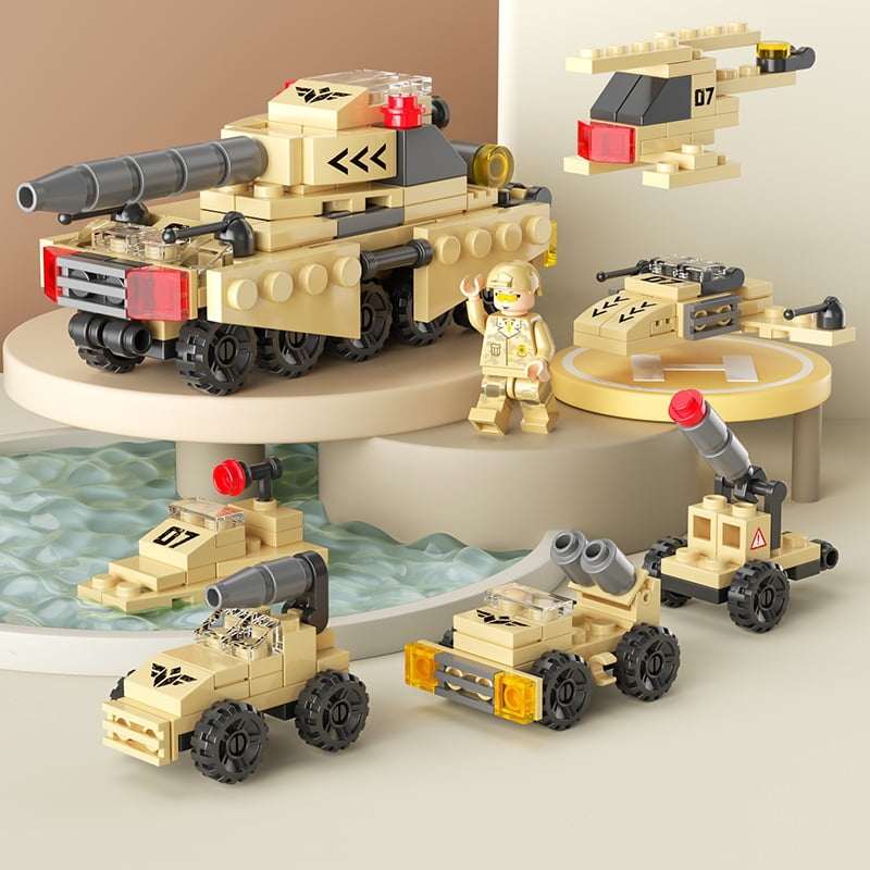 DIY Tank Military Police Vehicles Building Blocks SWAT Cars Helicopter ...