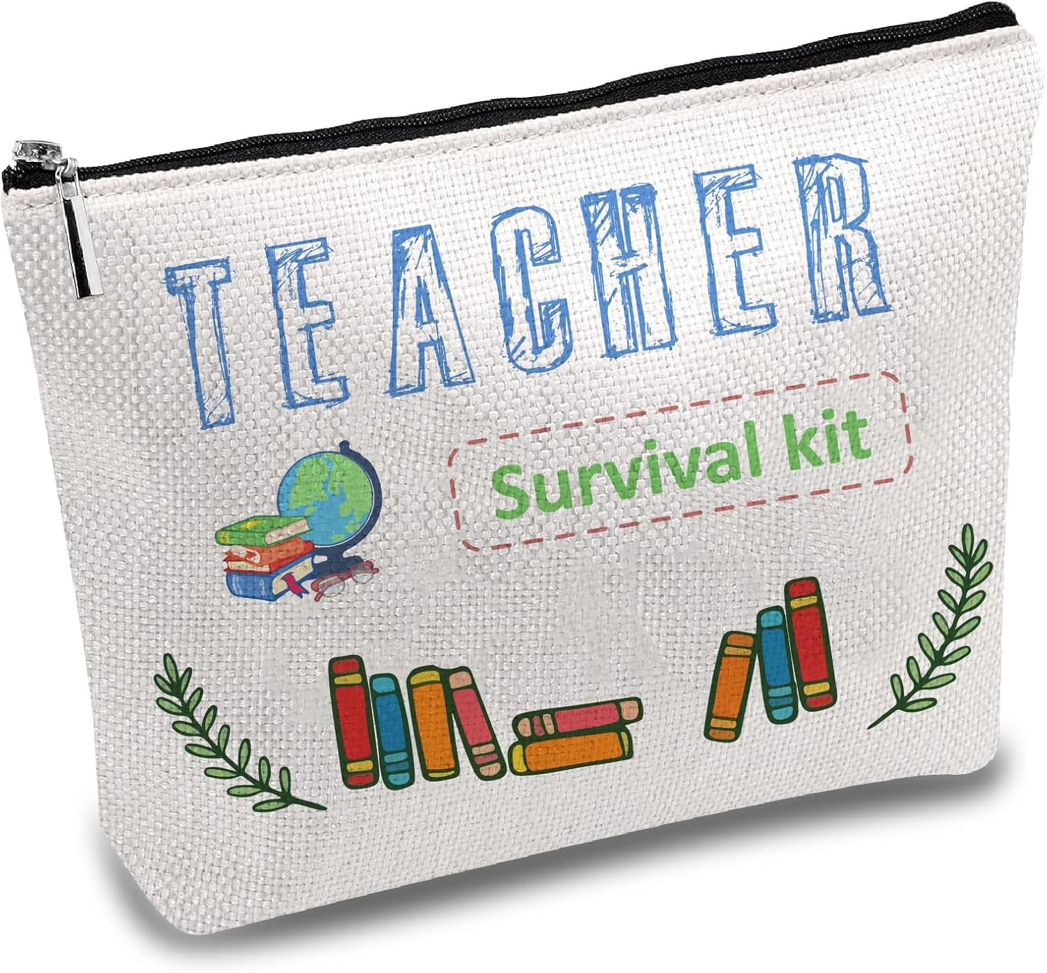 DIY Teacher Pencil Case Makeup Bag Canvas Cosmetic Bag Multi Purpose ...