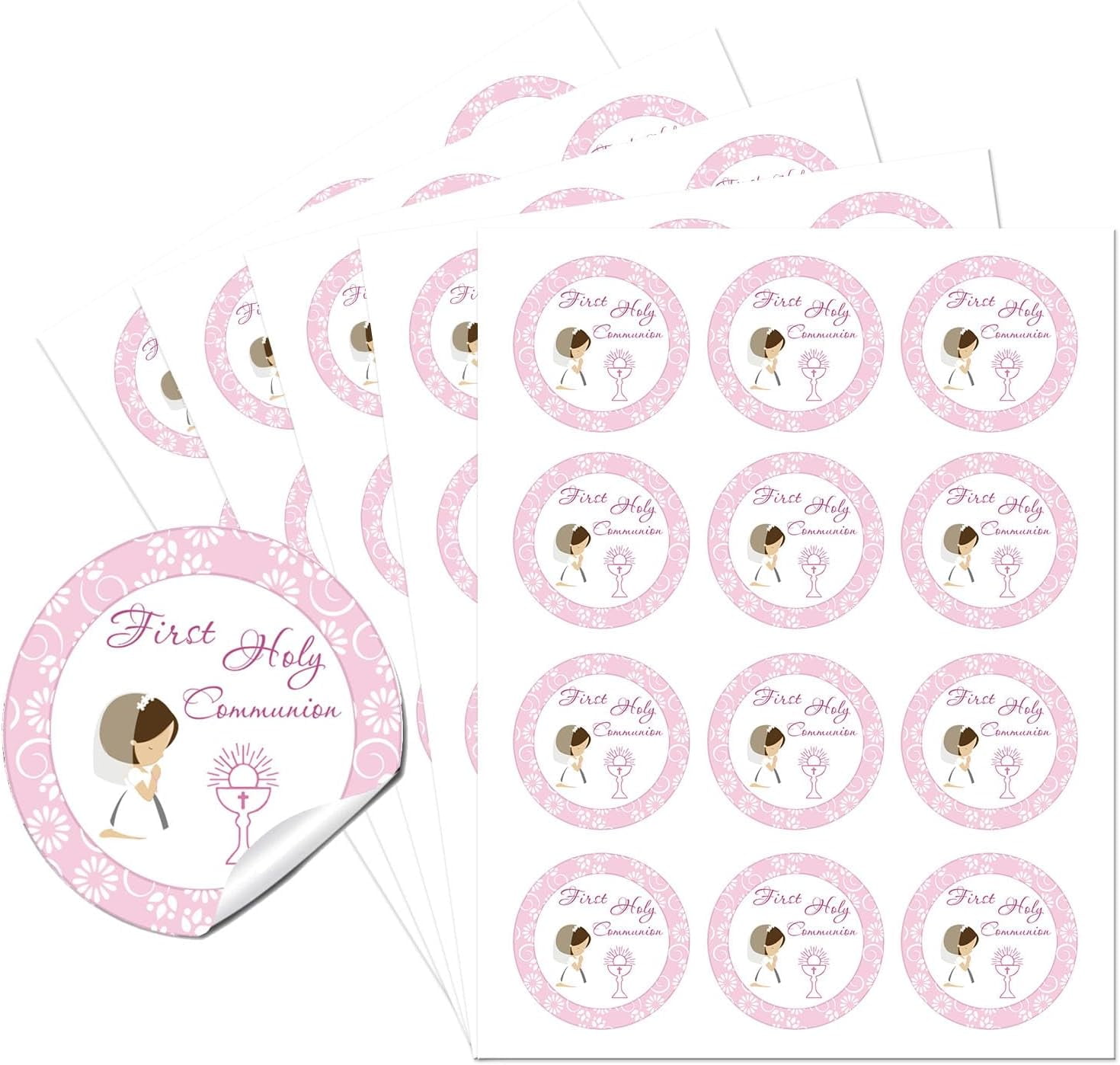 DIY Thank You Sticker Labels First Holy Communion Circle Stickers 60 ...