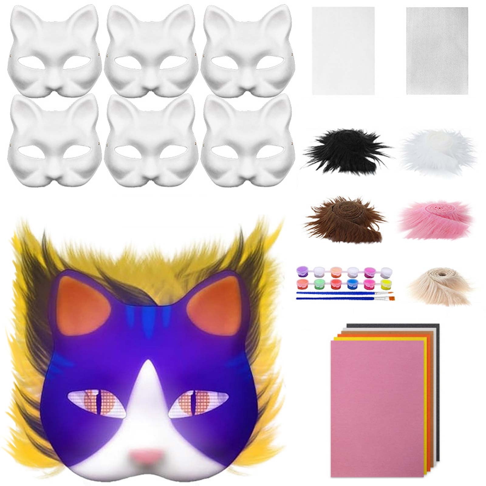 DIY Therian Kit for Halloween Party - 6PCS Blank Cat Set with Fabrics ...