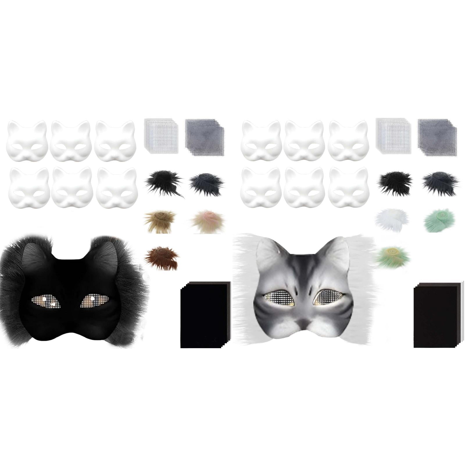DIY Therian Mask Kit Blank Cat Mask with Felt Fabric Sheet Plush Eye ...