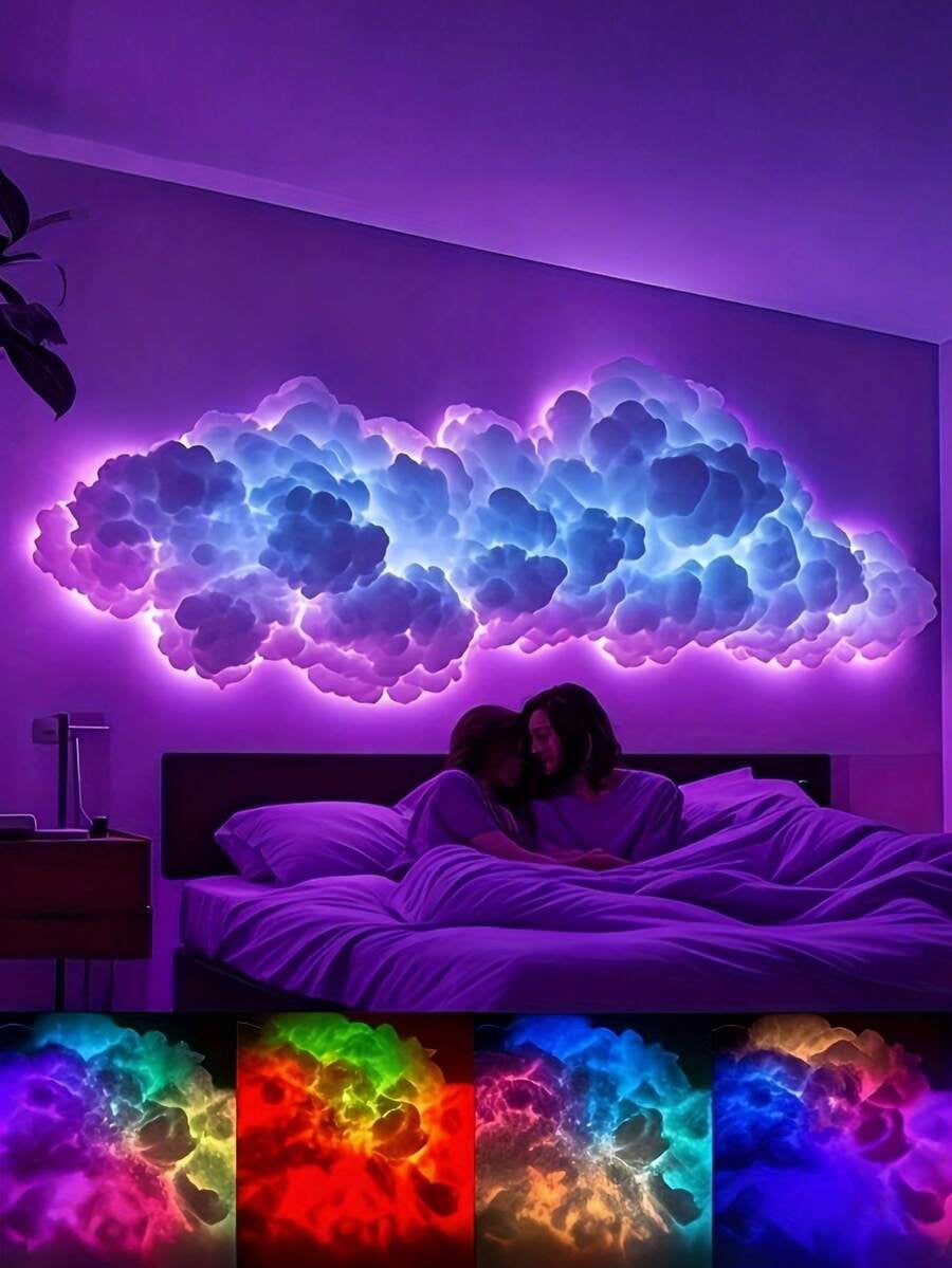 DIY Thundercloud LED Light with Remote & App Control, USB Wall Mount ...