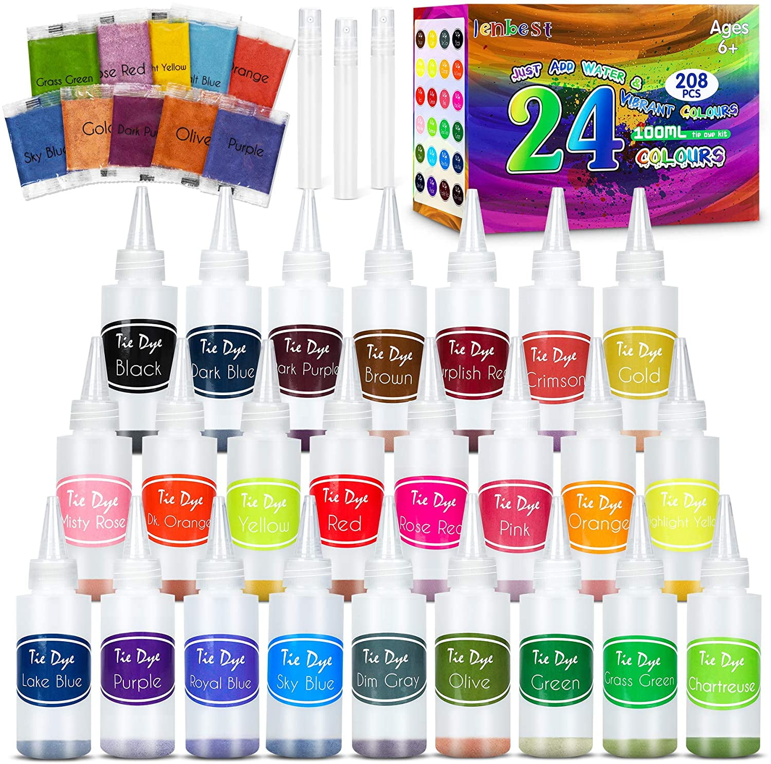 DIY Tie Dye Kit, 24 Colors Shirt Fabric Dye Kit for Kids, Adults ...