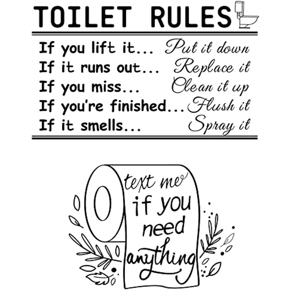 NOBRAND DIY Toilet Rules Wall Stickers, Removable Vinyl Decals ...