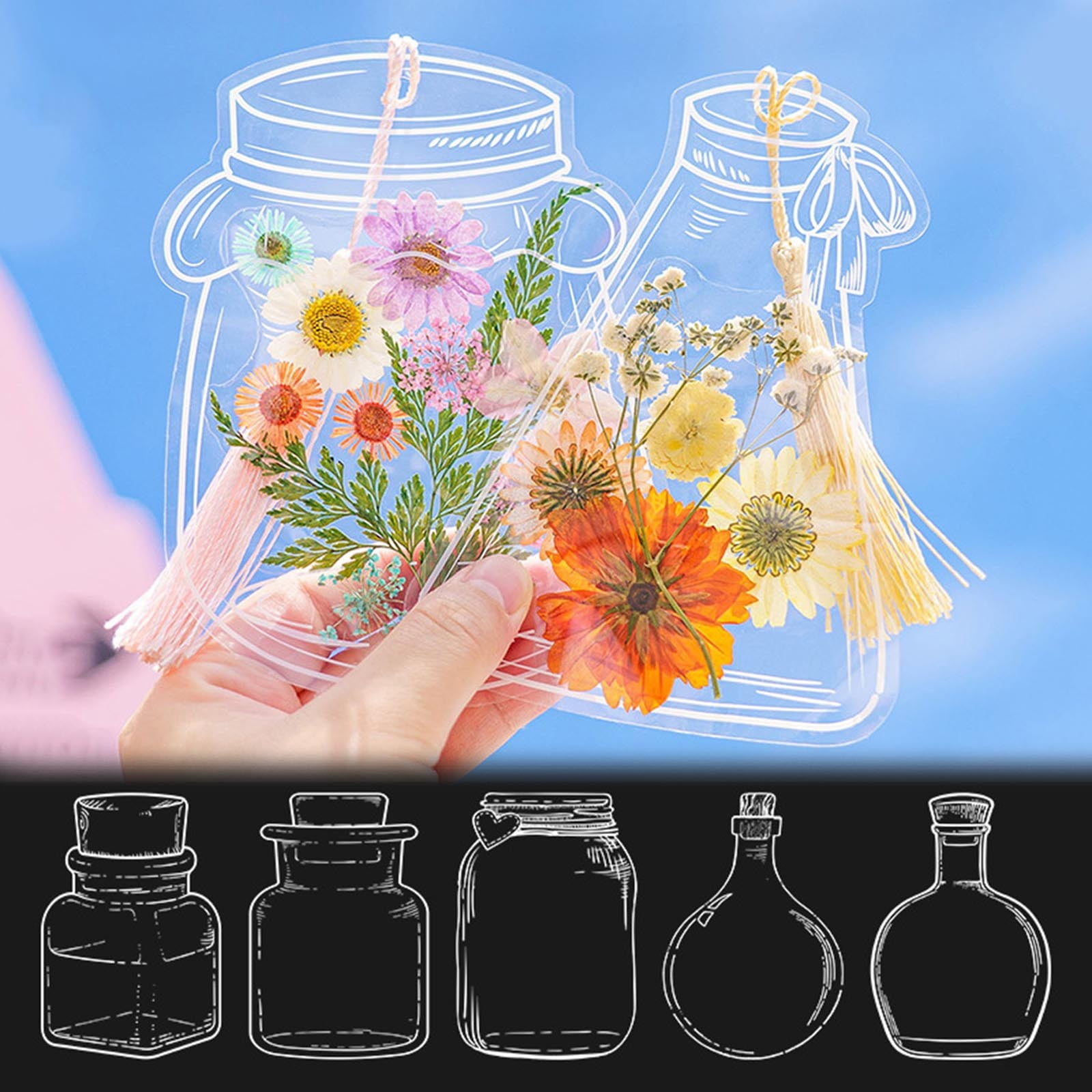 DIY Transparent Bookmarks for Dried Flowers Set - 2025 Handmade Floral ...
