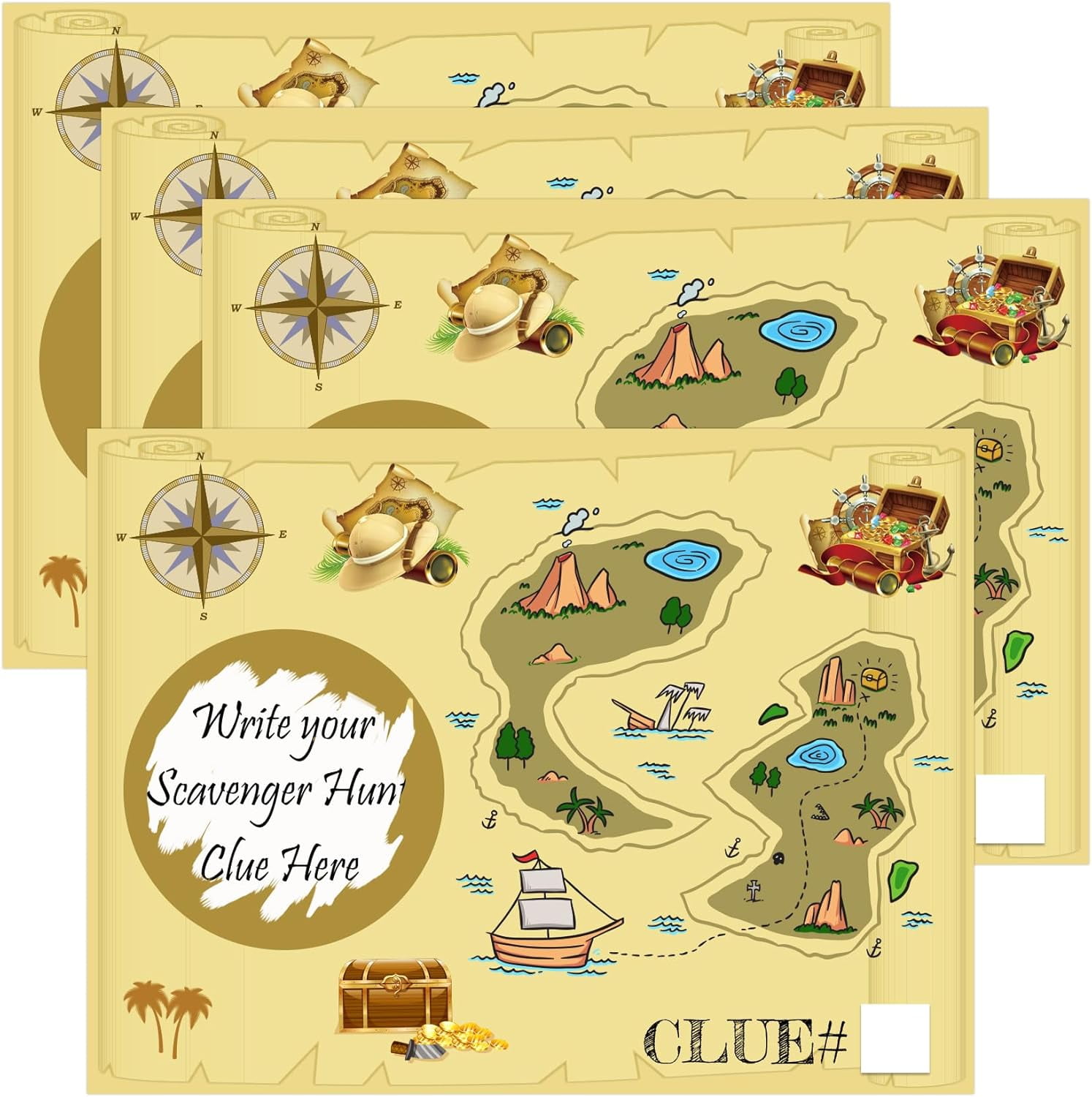 DIY Treasure Map Scratch Off Cards Scavenger Hunt Scratch Notes Pirate ...