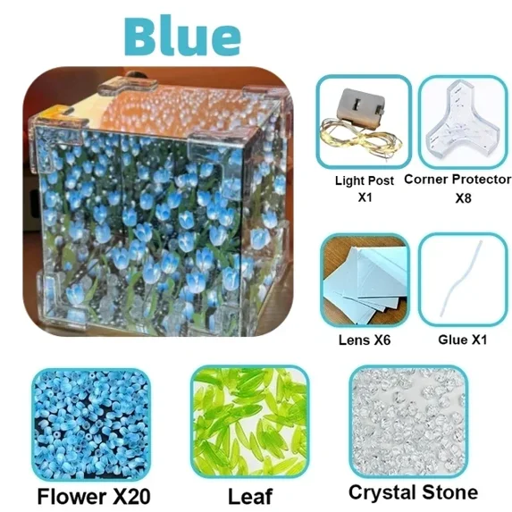 DIY Tulip Mirror Cube Lamp Simulation Flower Bedroom Sleeping Table ...