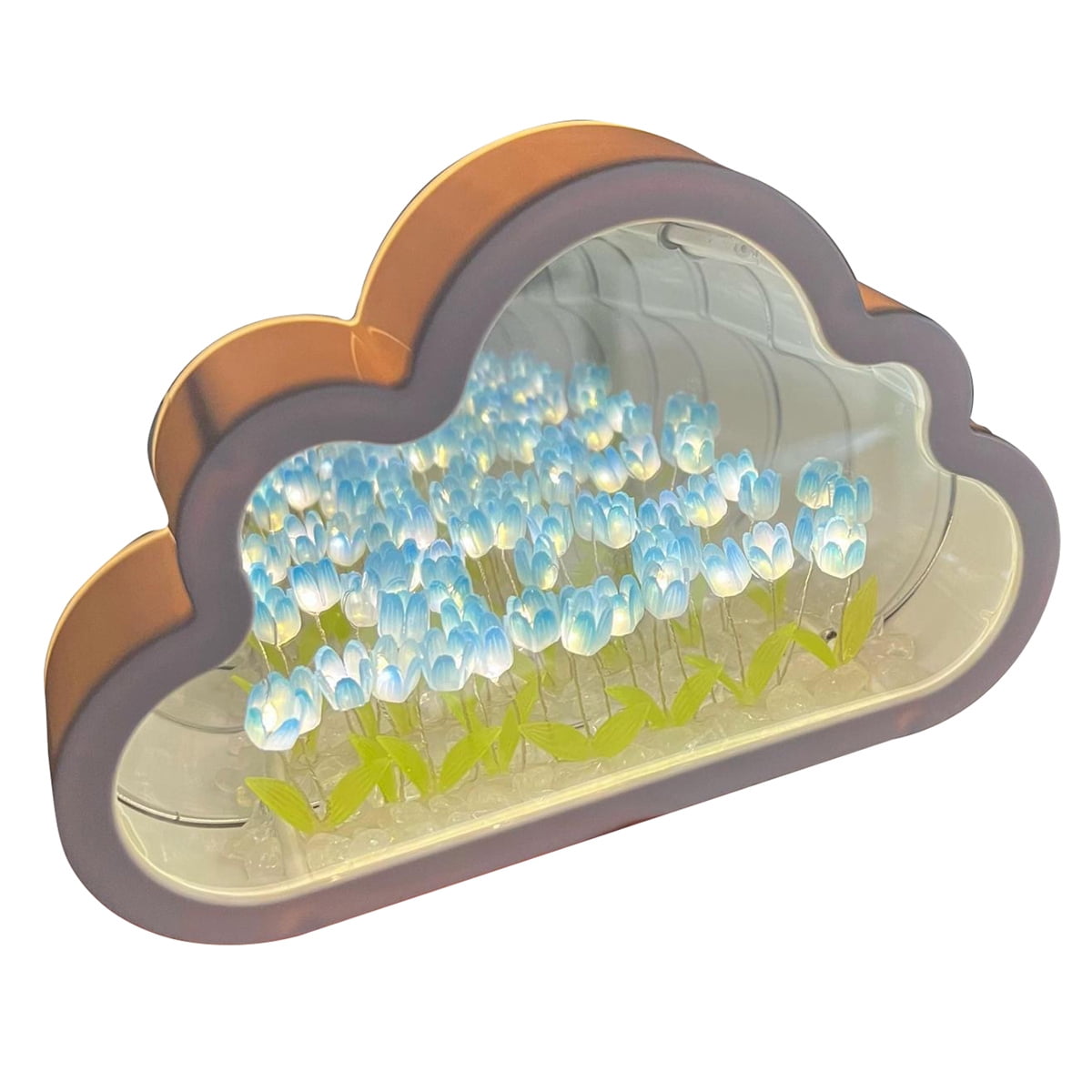 DIY Tulip Night Light,Bexikou Cloud Tulip Mirror Night Light ...