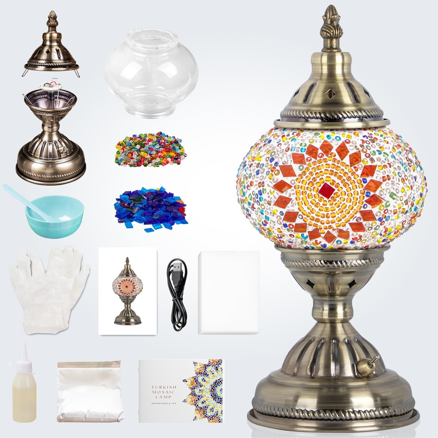 DIY Turkish Mosaic Lamp Kit,Table Lamp Making Kit,Easy No Skills Craft ...