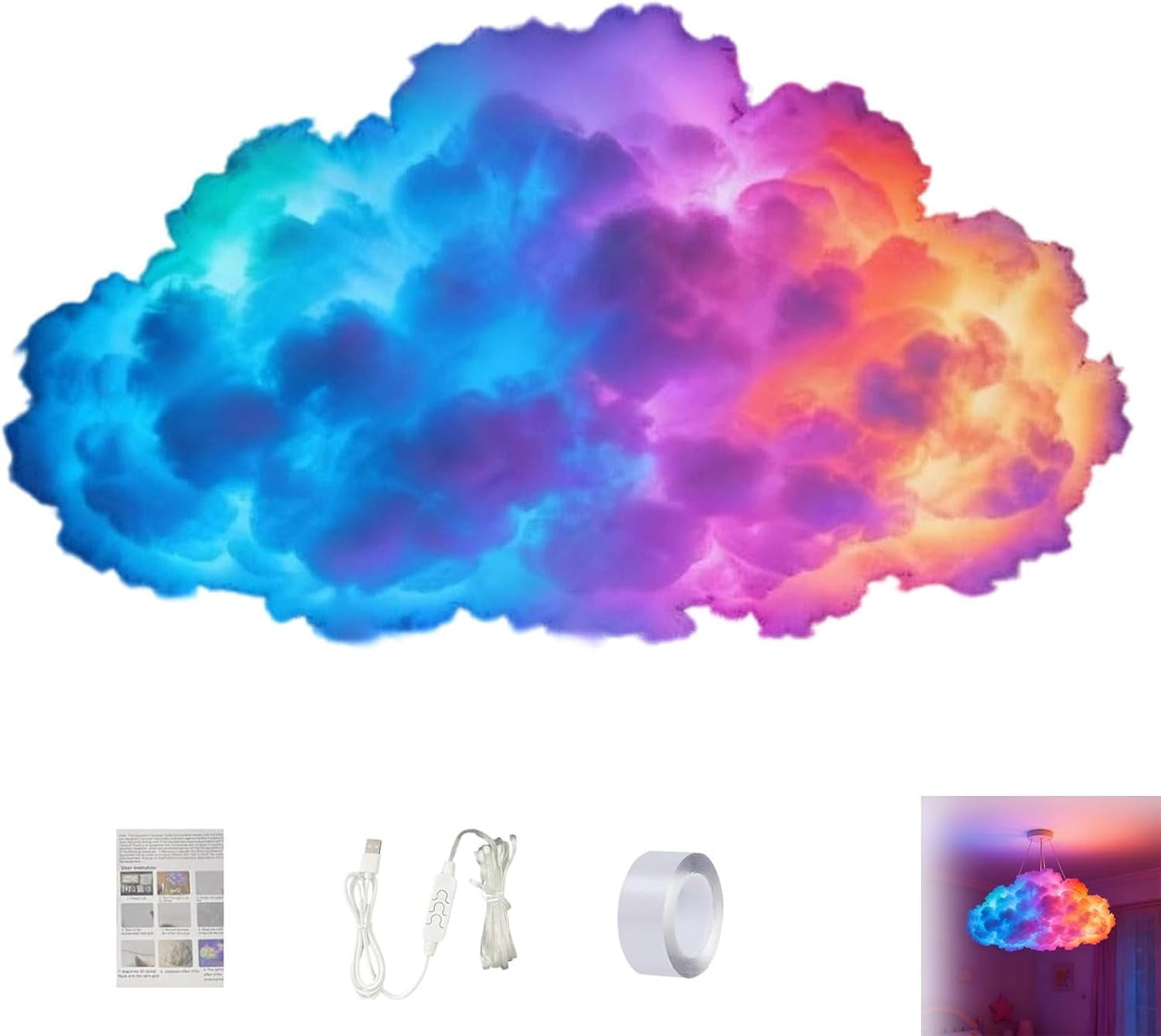 DIY USB-Powered Thundercloud LED Light Decor - 3D Big Cloud Lightning ...