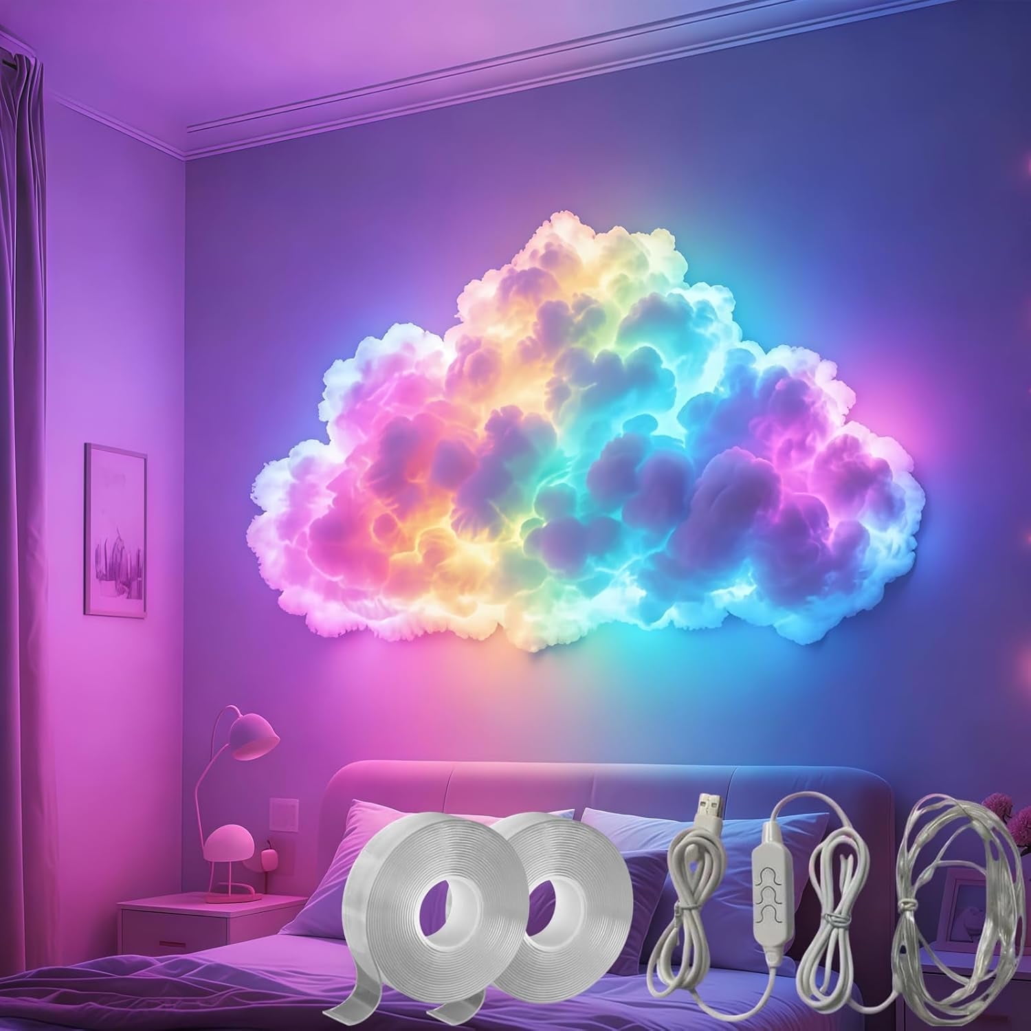 DIY USB-Powered Thundercloud LED Light Decor, 3D Cloud Ambient Light ...