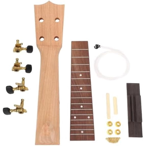 DIY Ukulele Kit with Wooden Neck and Fretboard All Parts Included for ...