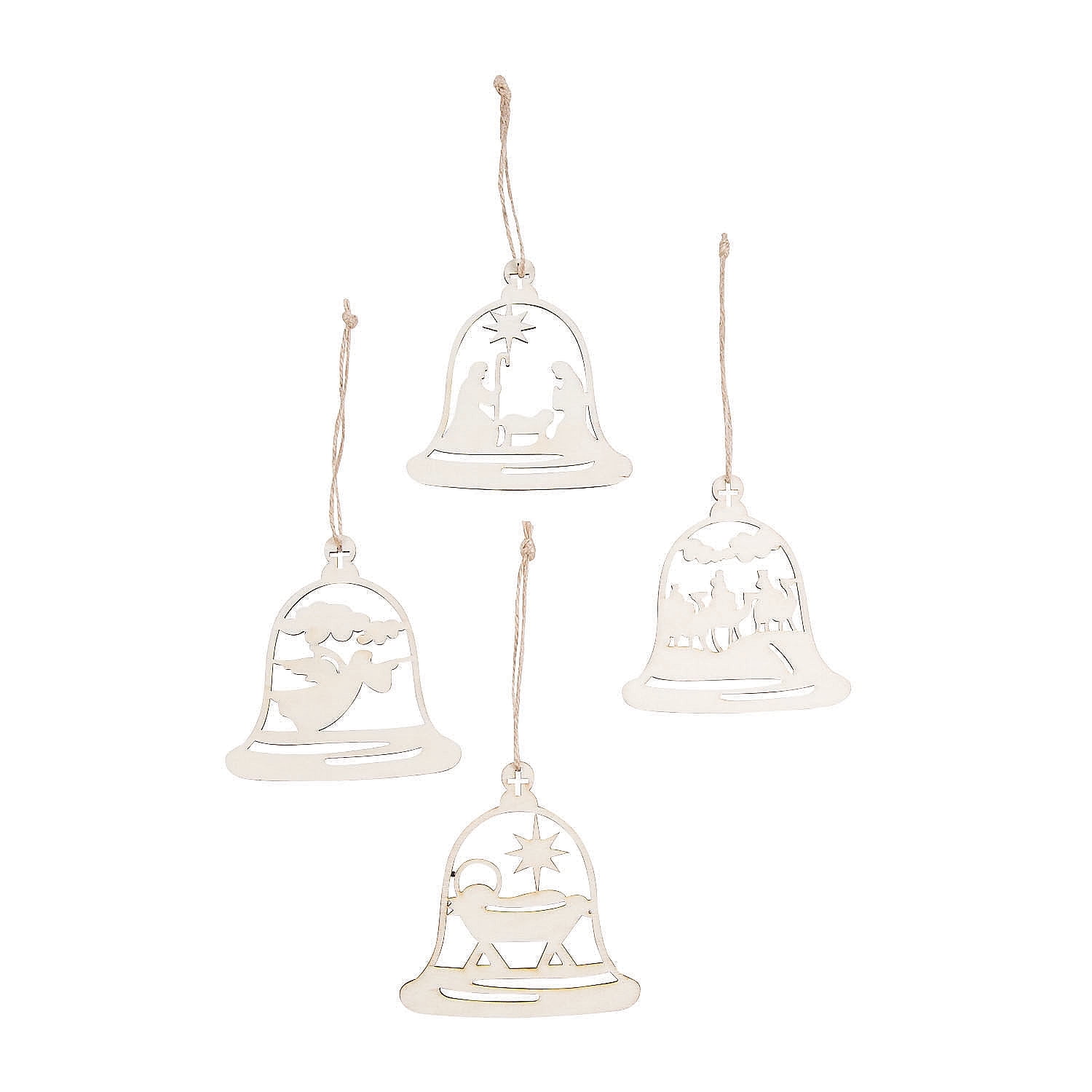 DIY Unfinished Wood Nativity Bell Ornaments, Craft Kits, Christmas, 12 ...