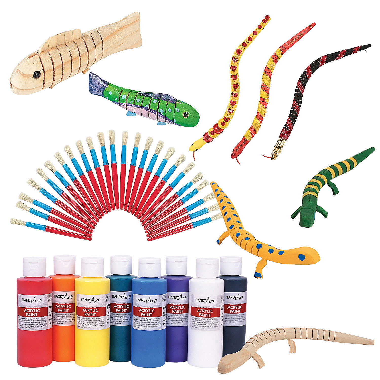 DIY Unfinished Wood Wiggle Animals Craft Kit Assortment May Vary ...