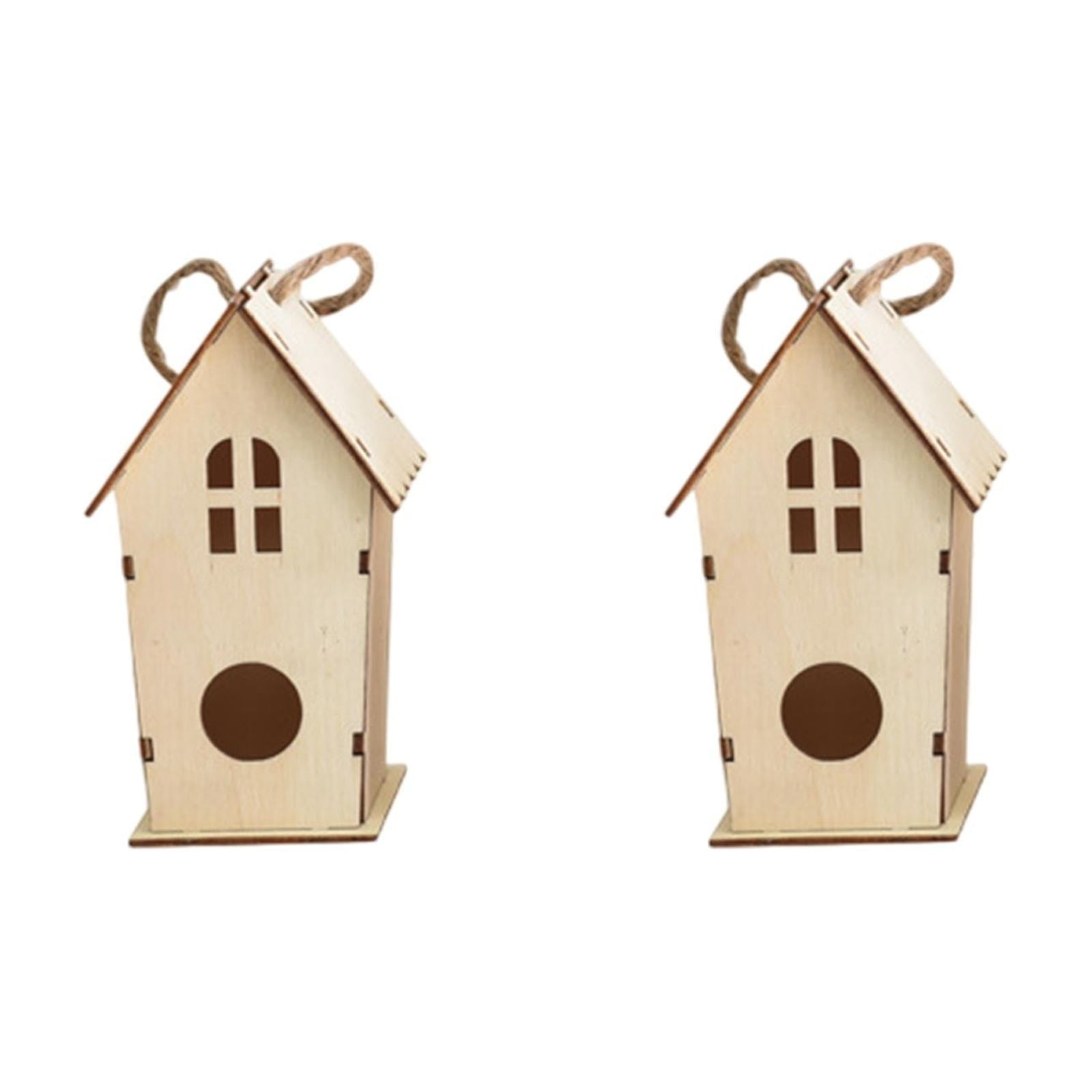 DIY Unpainted Wooden Birdhouse Craft Kit, 2 Pack Wooden Bird Cage, with ...