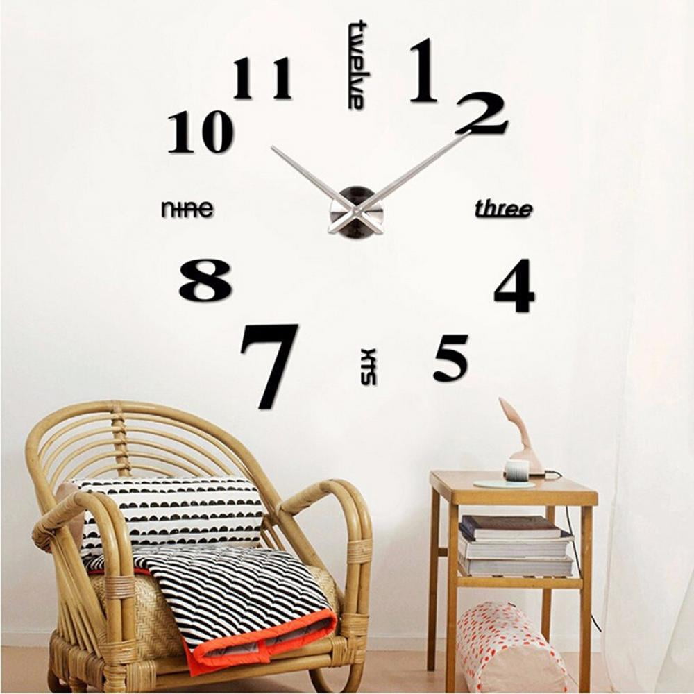 DIY Wall Clock,3D Frameless Wall Clock,Large Modern Wall Clock Sticker ...