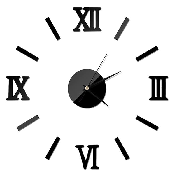 DIY Wall Clock Silent 3D Acrylic Sticker Roman Numbers Adhesive Modern ...