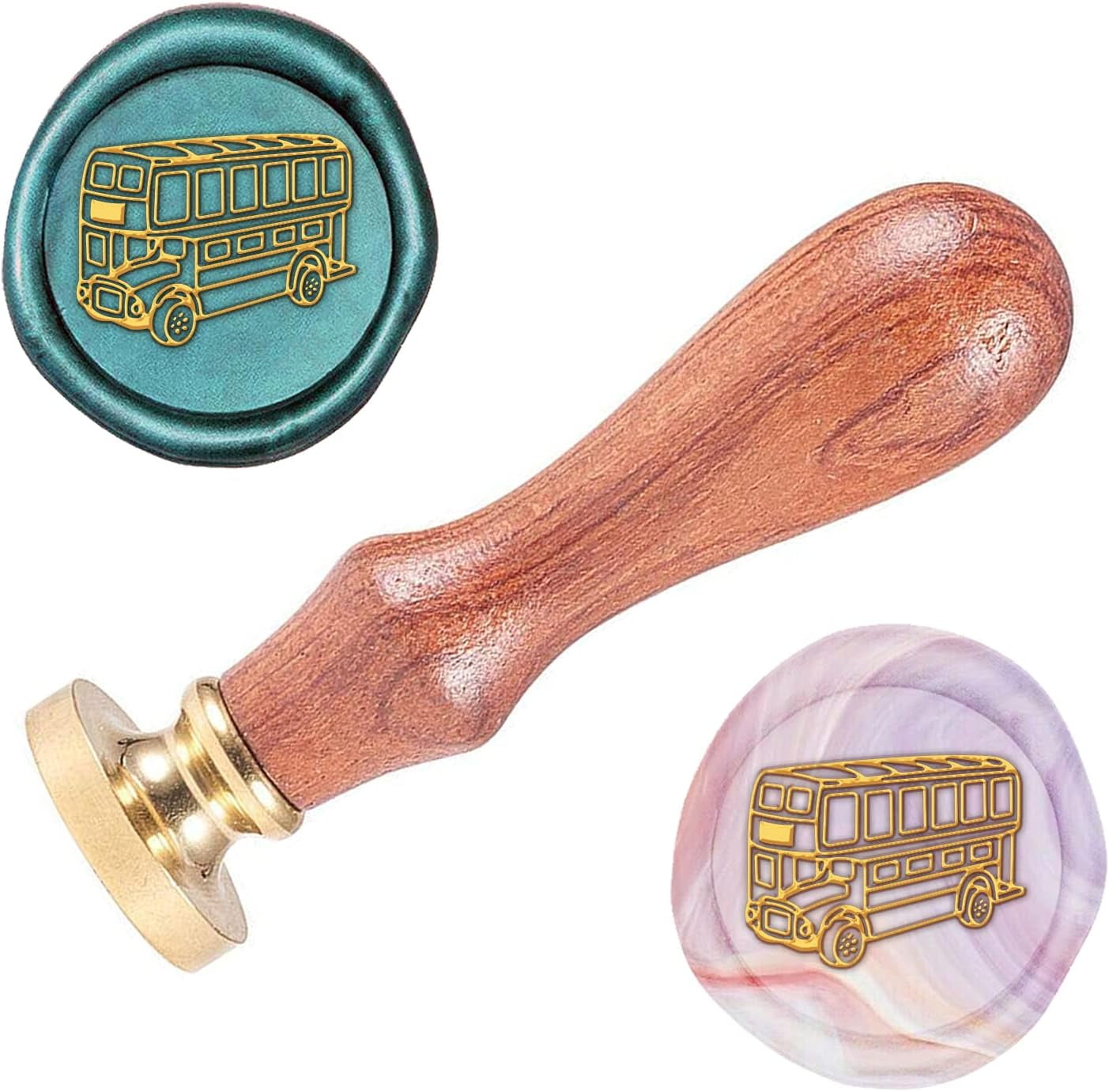 DIY Wax Seal Stamp Double-Decker Classic Bus Pattern 0.98" Sealing Wax Stamp with Brass Seal ...