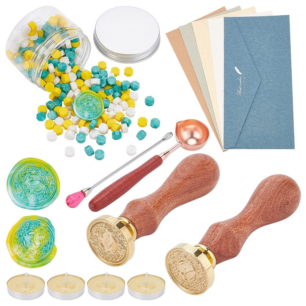 DIY Wax Seal Stamp Kits Including Brass Wax Seal Stamp Wood Handle ...
