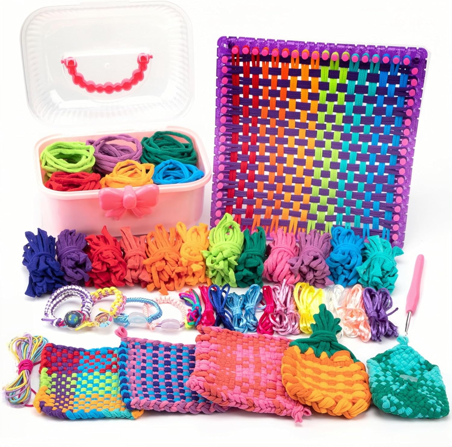 DIY Weaving Loom Kit with Portable Box for Kids & Adults,Potholder Loom ...