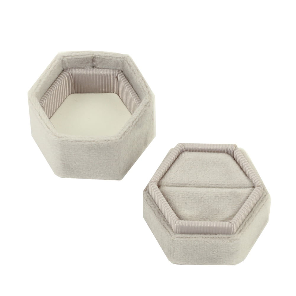 DIY Wedding Koyal Wholesale Velvet Ring Box, Light Gray, Hexagon ...