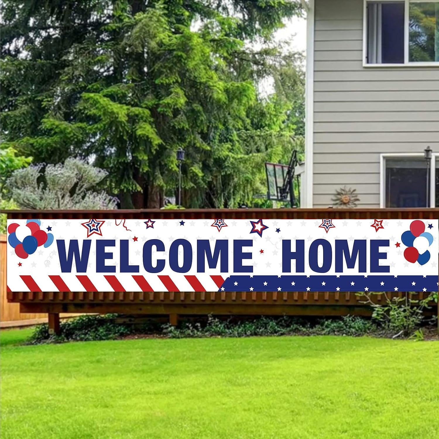 DIY Welcome Home Blue Porch Banners with Hanging Rope Rectangle ...