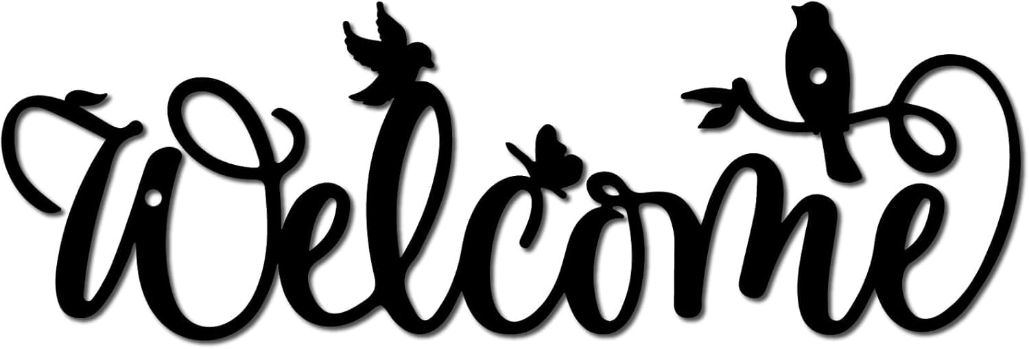 DIY Welcome Metal Wall Decor Black Words Wall Hanging Decor Iron Wall ...
